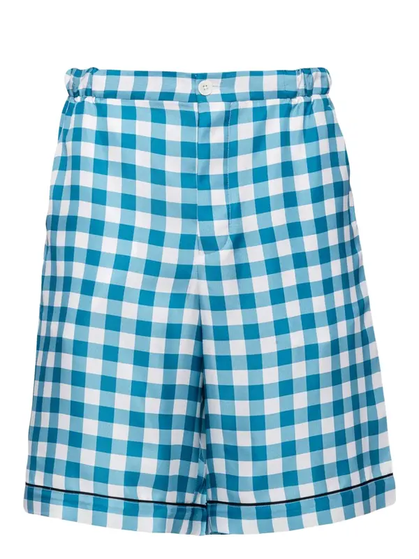 Prada Check-print Bermuda Shorts - Blue