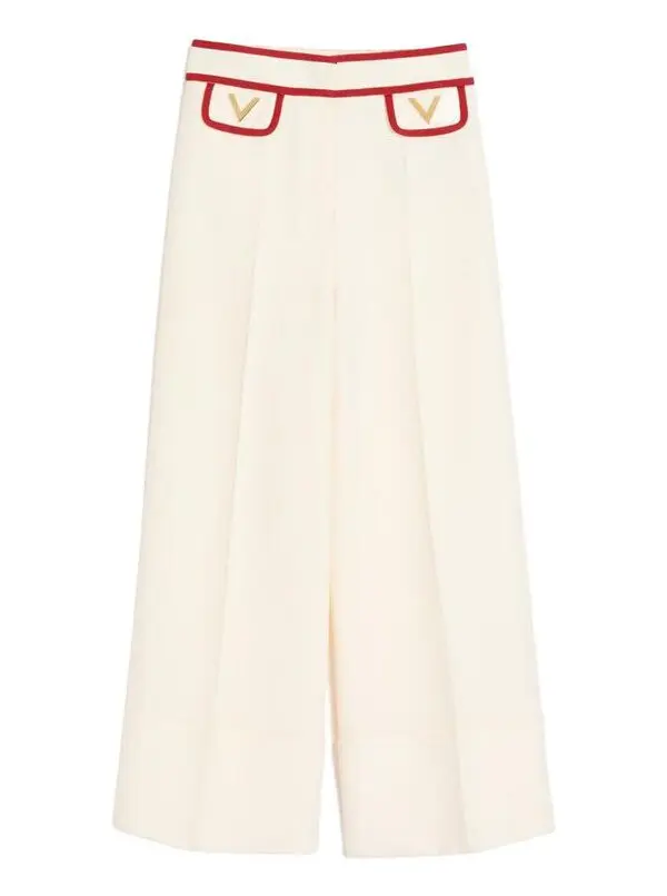 Valentino Garavani Crepe Couture Trousers - Ivory/red