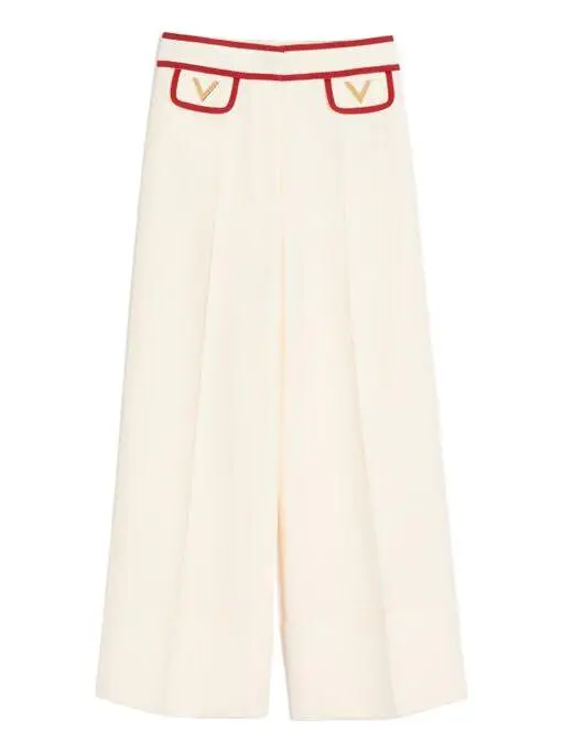 Valentino Garavani Crepe Couture Trousers - Ivory/red