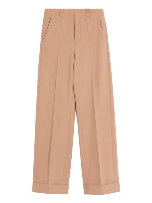 Valentino Garavani Straight Fit Wool Trousers - Camel