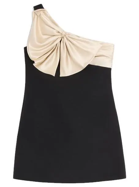 Valentino Garavani Crepe Couture Short Dress With Pleated Ruffles - Black