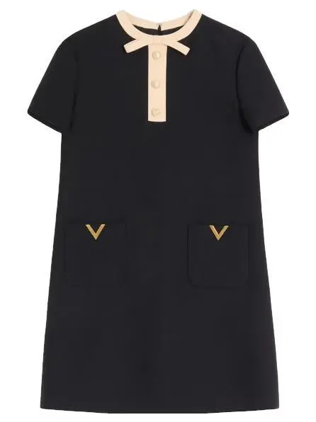 Valentino Garavani Crepe Couture Short Dress With Pleated Ruffles - Black/birch