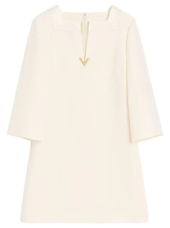 Valentino Garavani Crepe Couture Short Dress With Pleated Ruffles - Ivory
