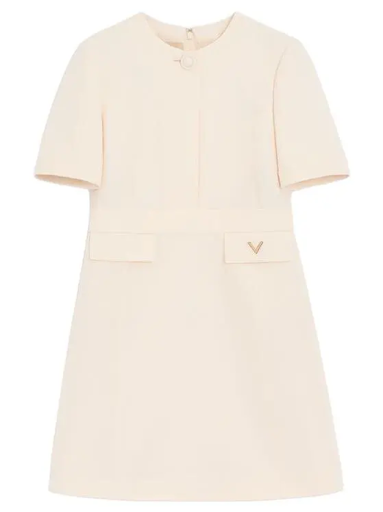 Valentino Garavani Crepe Couture Short Dress With Pleated Ruffles - Vanilla
