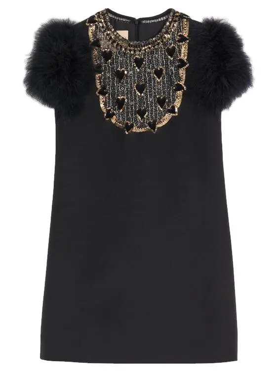 Valentino Garavani Embroidered Crepe Couture Short Dress - Black/gold/silver