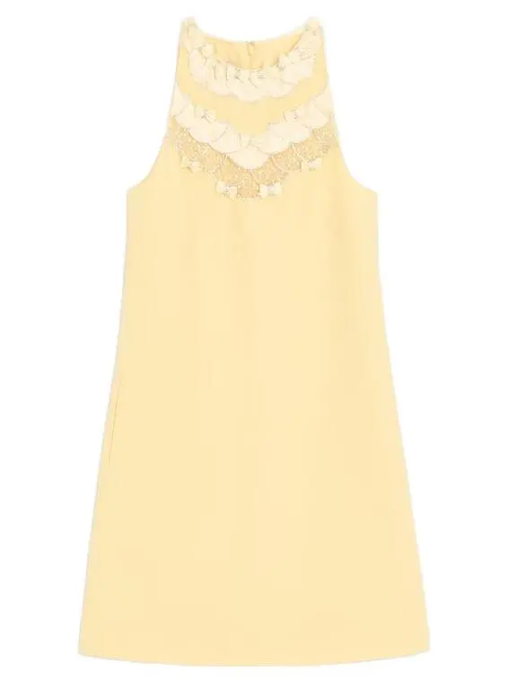 Valentino Garavani Embroidered Crepe Couture Short Dress - Yellow