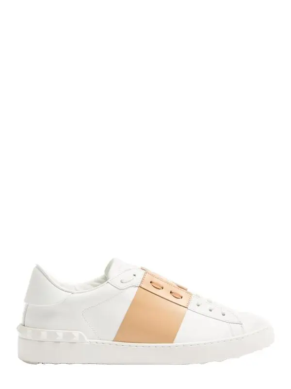 Valentino Garavani Calfskin Open Sneakers - White/beige