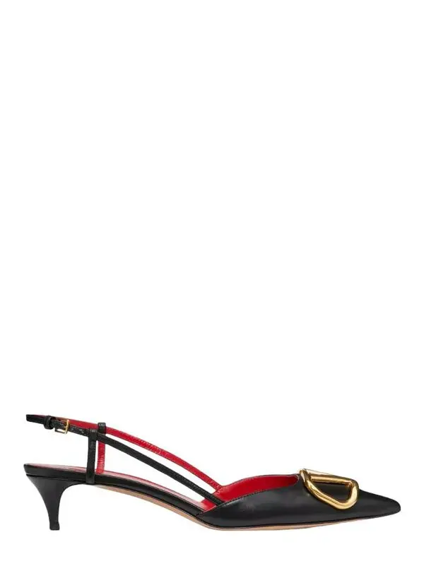 Valentino Garavani Vlogo Signature Calfskin Slingback Pump - Black