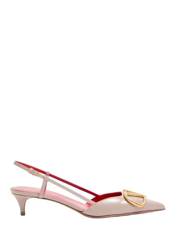 Valentino Garavani Vlogo Signature Calfskin Slingback Pump - Poudre