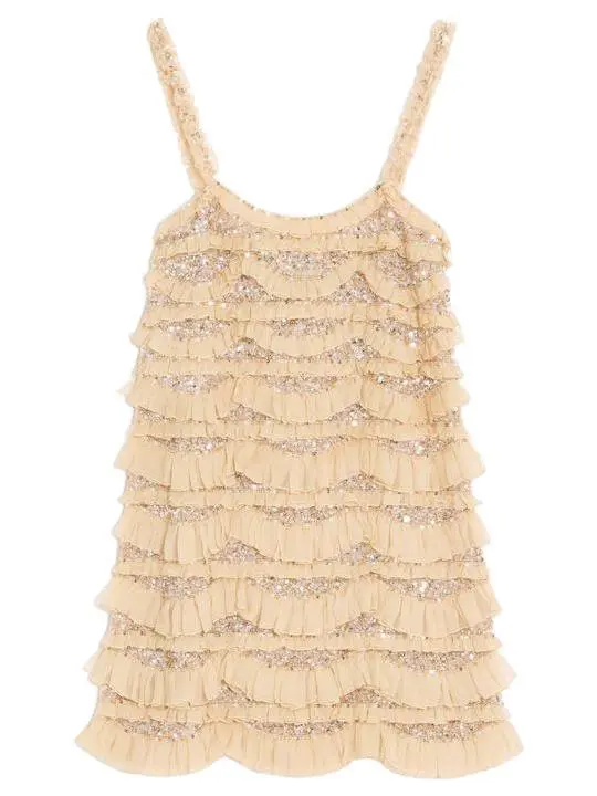 Valentino Garavani Tulle Illusione Embroidered Short Dress - Beige