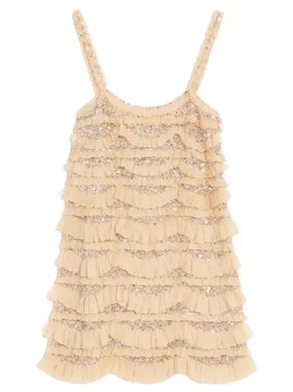 Valentino Garavani Tulle Illusione Embroidered Short Dress - Beige