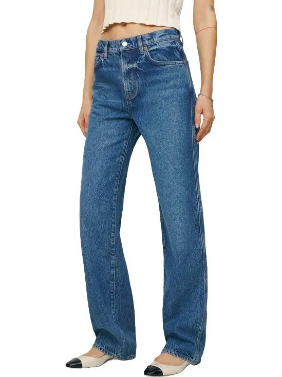 REFORMATION Val Baggy Straight Leg Jeans - Pelican