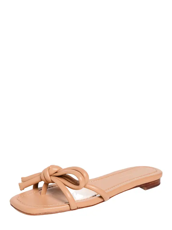 LOEFFLER RANDALL Hadley Leather Bow Flat Sandals - Dune