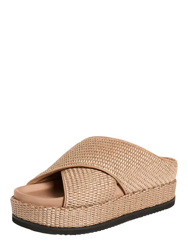ROAM Cross Stack Raffia Platform Slides - Natural