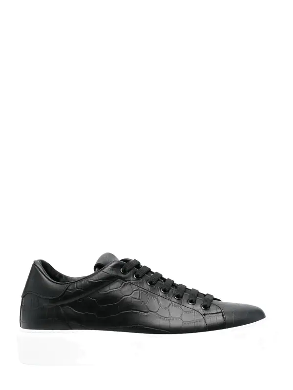 GIULIANO GALIANO Road Crocodile-embossed Sneakers - Black