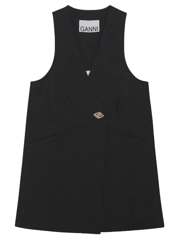 GANNI Sleeveless Blazer Dress - Black