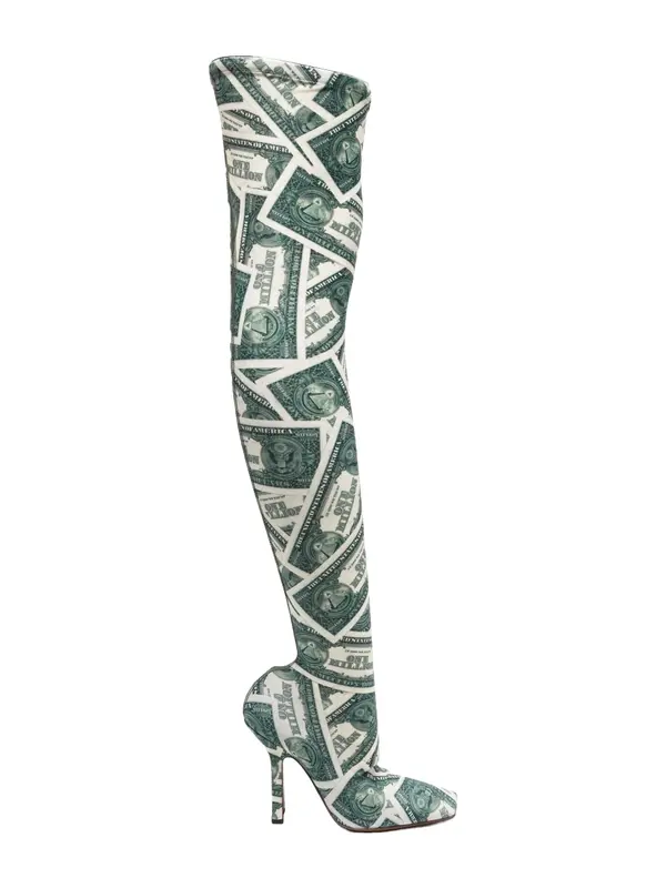 Vetements Million Dollar Boomerang 115mm Thigh-high Boots - Green