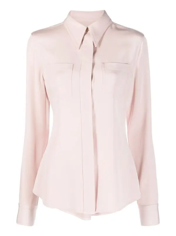 Victoria Beckham Long-sleeve Sheer Shirt - Pink