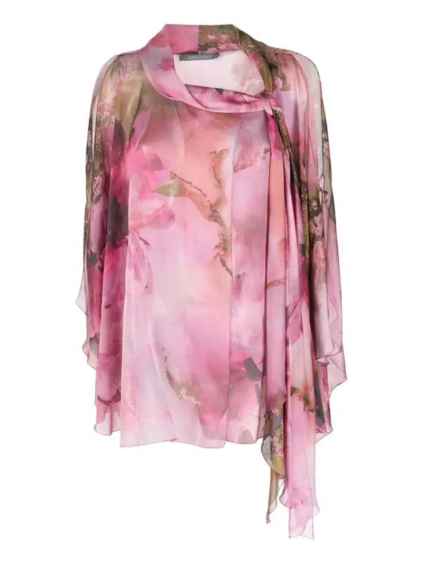 Alberta Ferretti Floral-print Silk Blouse - Pink