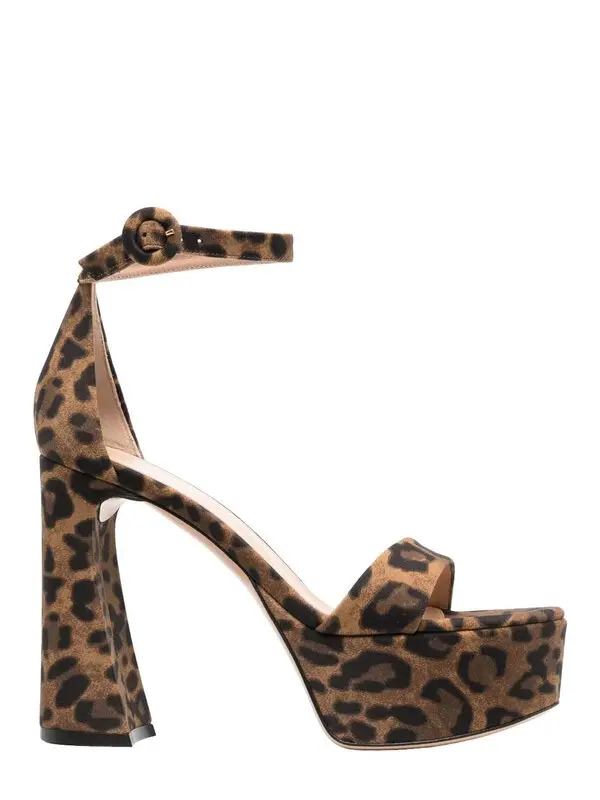 GIANVITO ROSSI Holly 120mm Leopard-print Sandals - Brown