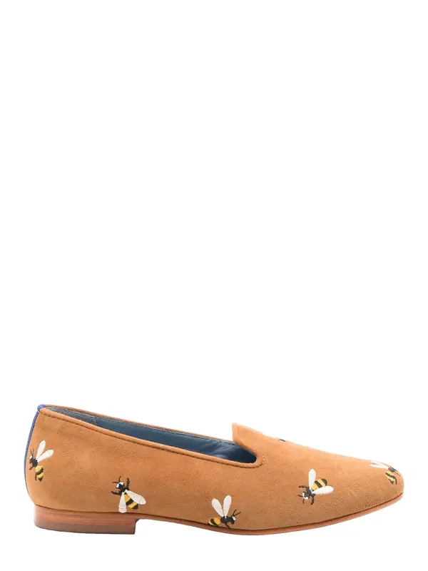 BIRD&CO Blue Bird Shoes Hive Embroidered Loafers - Brown