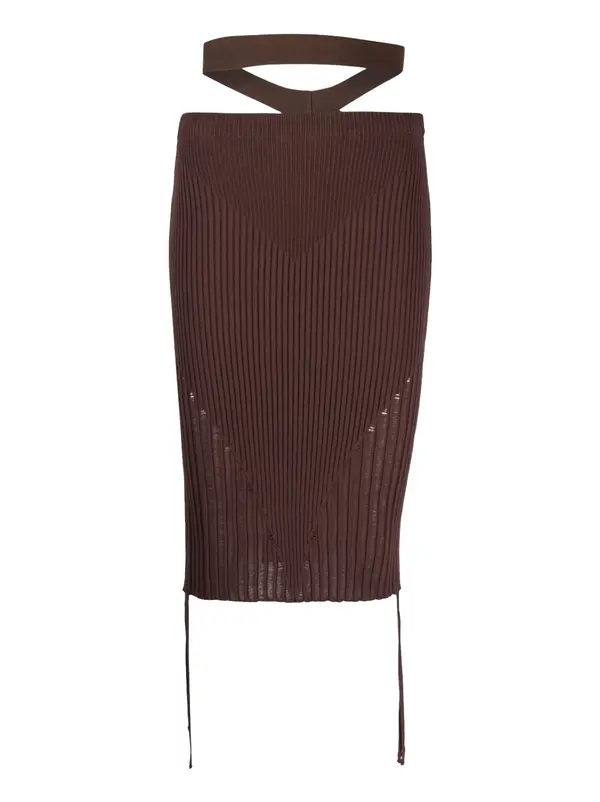ANDREĀDAMO Ribbed-knit Pencil Skirt - Brown