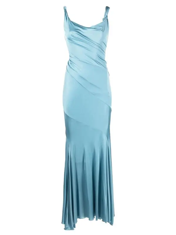 Blumarine Knot-detail Maxi-length Dress - Blue