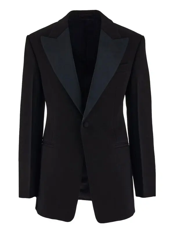 FERRAGAMO Single-breasted Tuxedo Blazer - Black