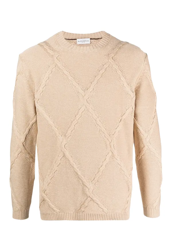 BALLANTYNE Textured Cotton Jumper - Neutrals