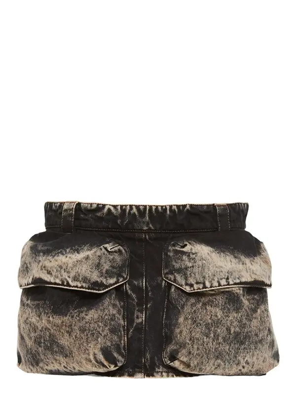 Miu Miu Washed Denim Mini Skirt - Black