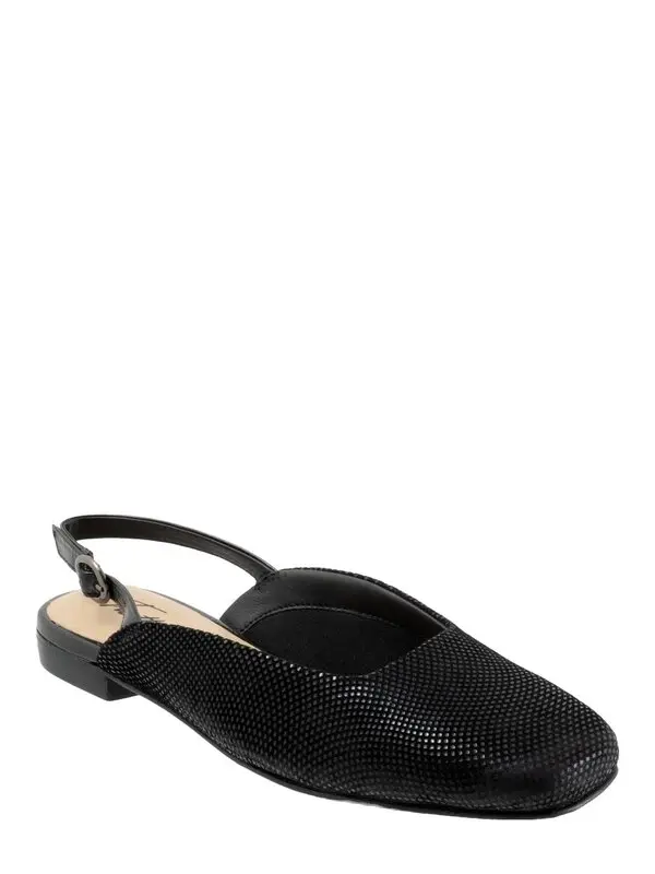 Trotters Holly Slingback Flat - Blk Mini Dot