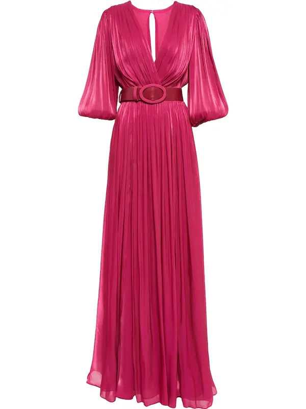 Costarellos Mira Pleated Georgette Gown - Pink