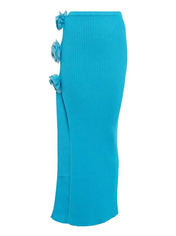 Giuseppe Di Morabito Embellished Ribbed-knit Midi Skirt - Blue