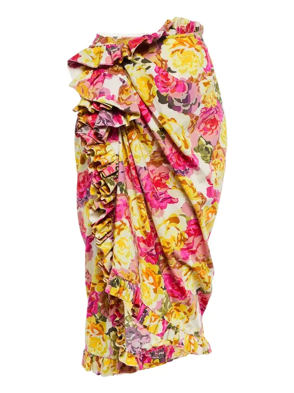 Dries Van Noten Sina Printed Cotton Poplin Midi Skirt - Pink