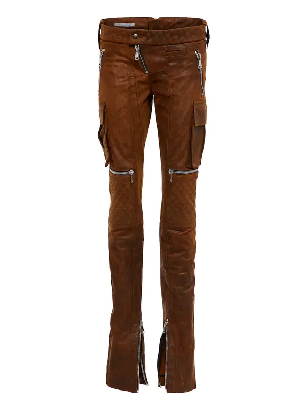 LAQUAN SMITH High-rise Leather Pants - Brown