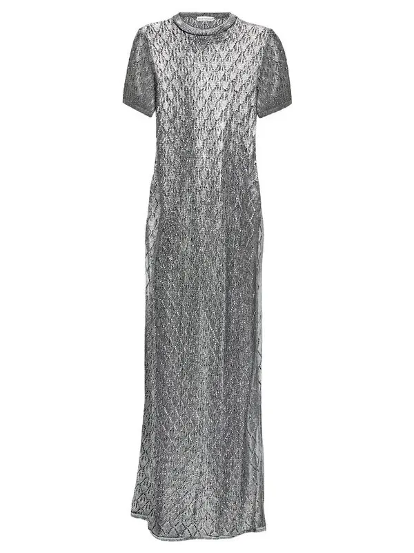 Rabanne Metallic Knit Maxi Dress - Pink