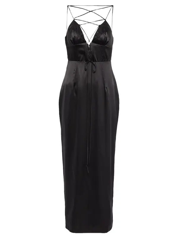 Alessandra Rich Silk-blend Maxi Dress - Black