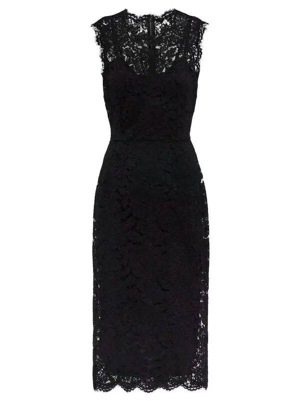 Dolce & Gabbana Lace Midi Dress - Black