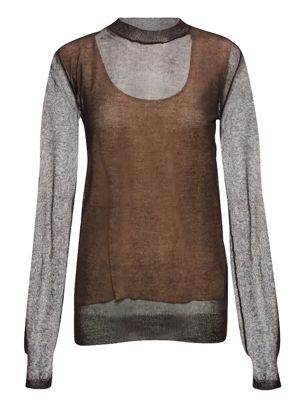 TOD'S Sheer Silk Sweater - Brown