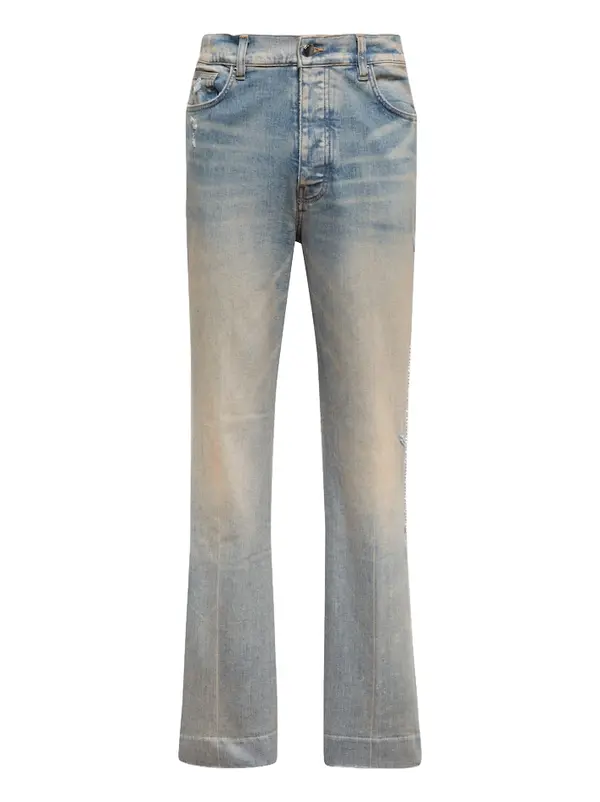 Amiri Distressed Embellished Denim Jeans - Blue