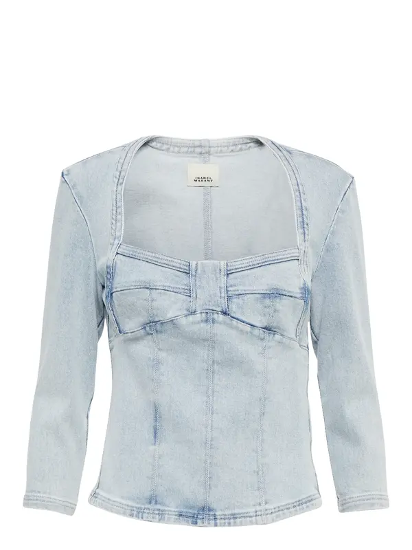Isabel Marant Vanio Bleached Denim Top - Blue