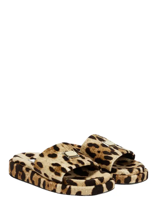 Dolce & Gabbana Leopard-print Terrycloth Slides - Multicoloured