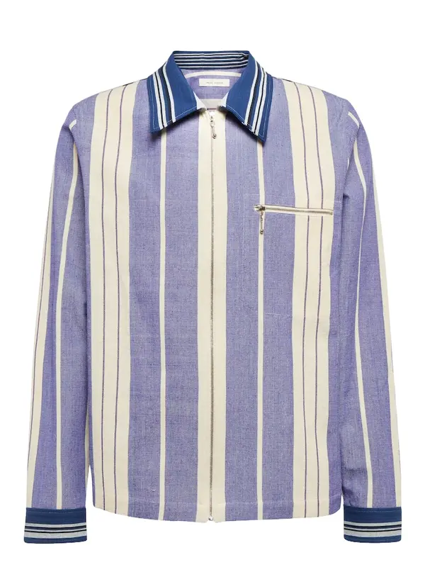 WALES BONNER Atlantic Striped Cotton Twill Jacket - Blue