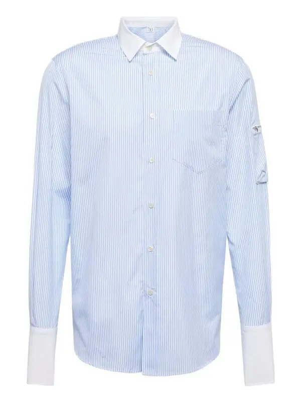 WINNIE N.Y.C Striped Cotton Poplin Shirt - Blue