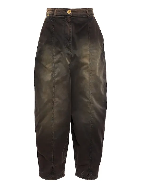 Balmain Faded High-rise Wide Leg Jeans - Brown