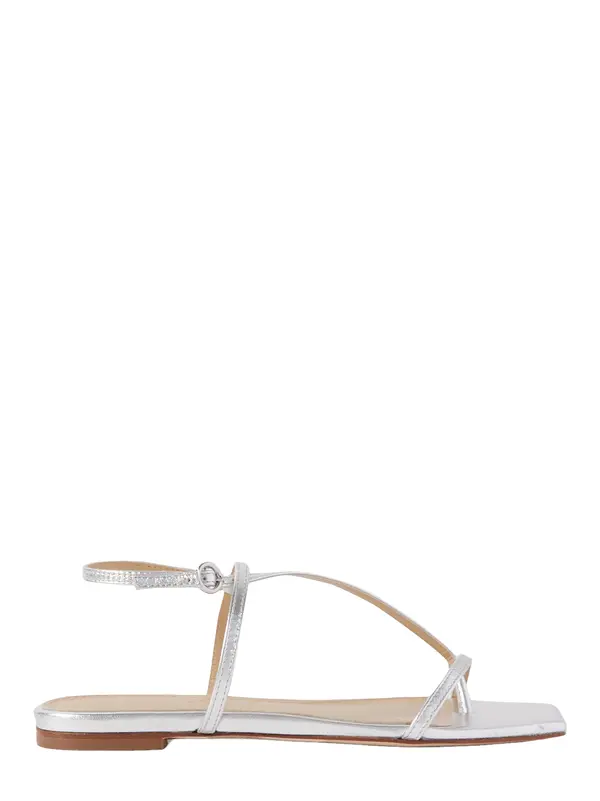 AeydĒ Ella Metallic Leather Sandals - Silver