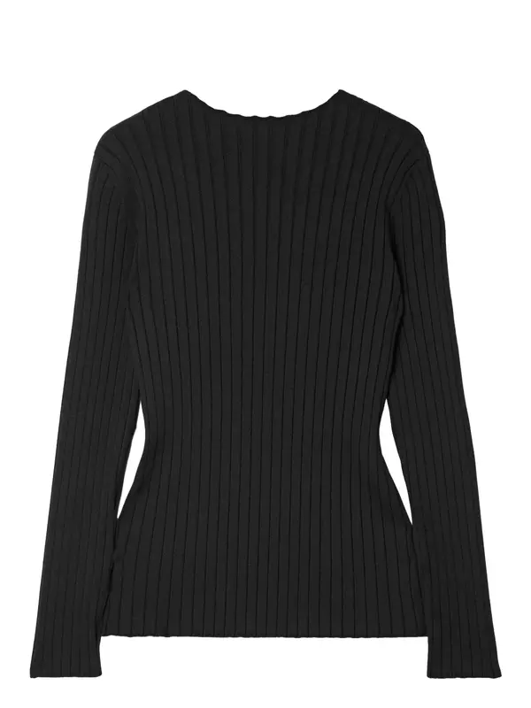 THE ROW Ash Open-back Ribbed Silk Sweater - Black