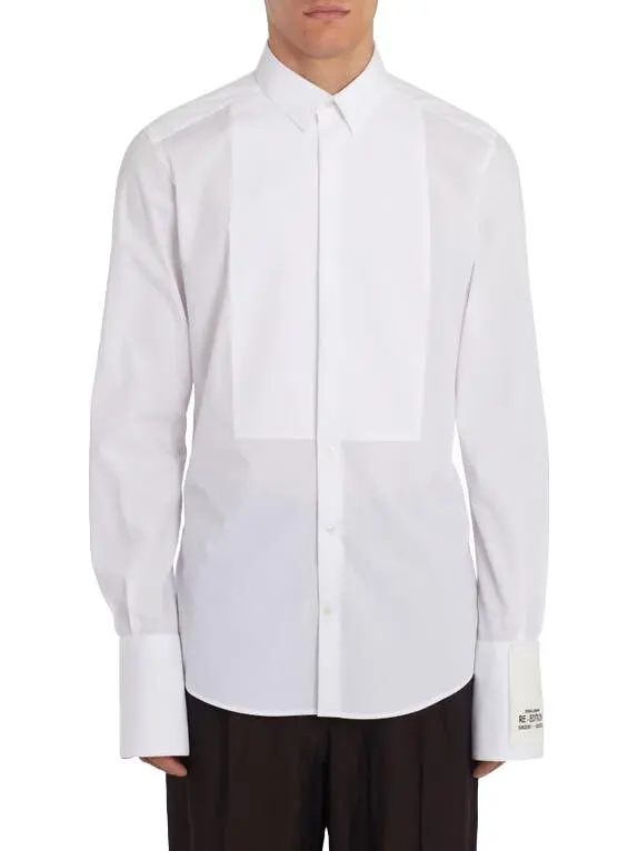 Dolce & Gabbana Cotton Poplin Tuxedo Shirt - White