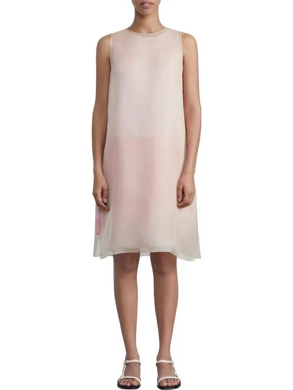 Lafayette 148 New York Layered Silk Organza A-line Dress - Dune/pink