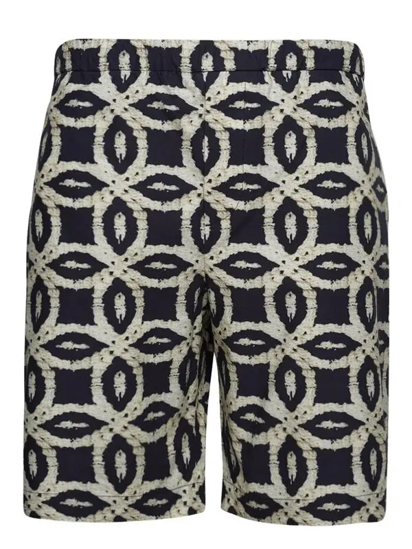 META CAMPANIA COLLECTIVE Crochet Print Bermuda Shorts - Black And Neutral